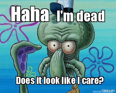 Meme Maker - Haha I'm dead Does it look like I care? Meme Generator!