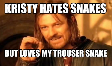 Meme Maker - Kristy hates snakes But loves my trouser snake Meme Generator!