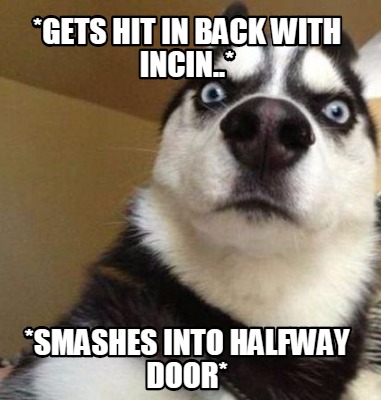 Meme Maker - *gets hit in back with incin..* *smashes into halfway door ...