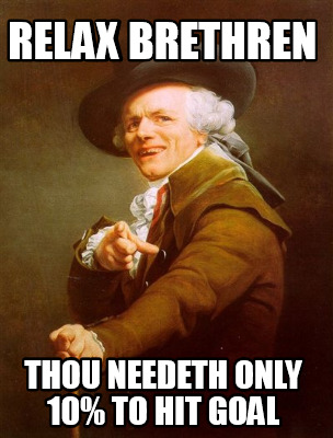Meme Maker - Relax brethren thou needeth only 10% to hit goal Meme ...