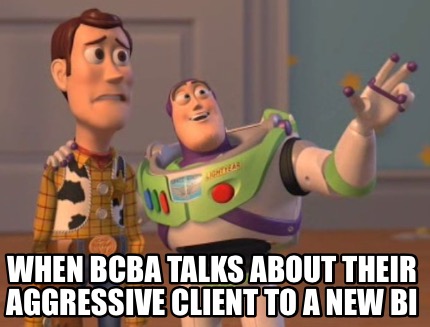 Meme Maker - When BCBA talks about their aggressive client to a new BI ...
