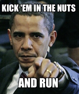 Meme Maker - Kick 'em in the nuts And run Meme Generator!