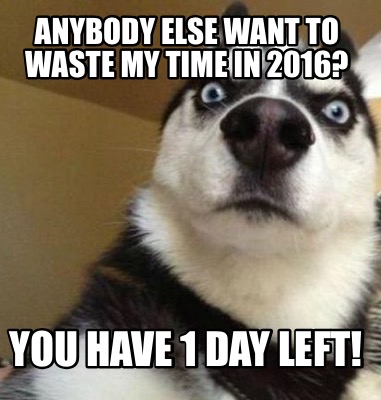 Meme Maker - Anybody else want to waste my time in 2016? You have 1 day ...