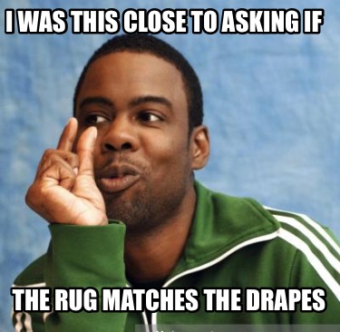 Meme Maker - I WAS THIS CLOSE TO ASKING IF The rug matches the drapes ...