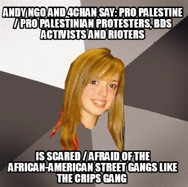 Meme Maker - Andy Ngo and 4Chan Say: Pro Palestine / Pro Palestinian ...